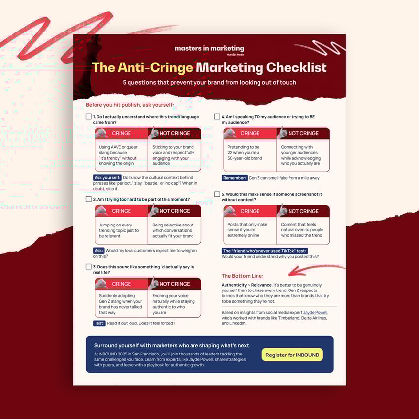 Masters in Marketing: Anti-Cringe Marketing Checklist