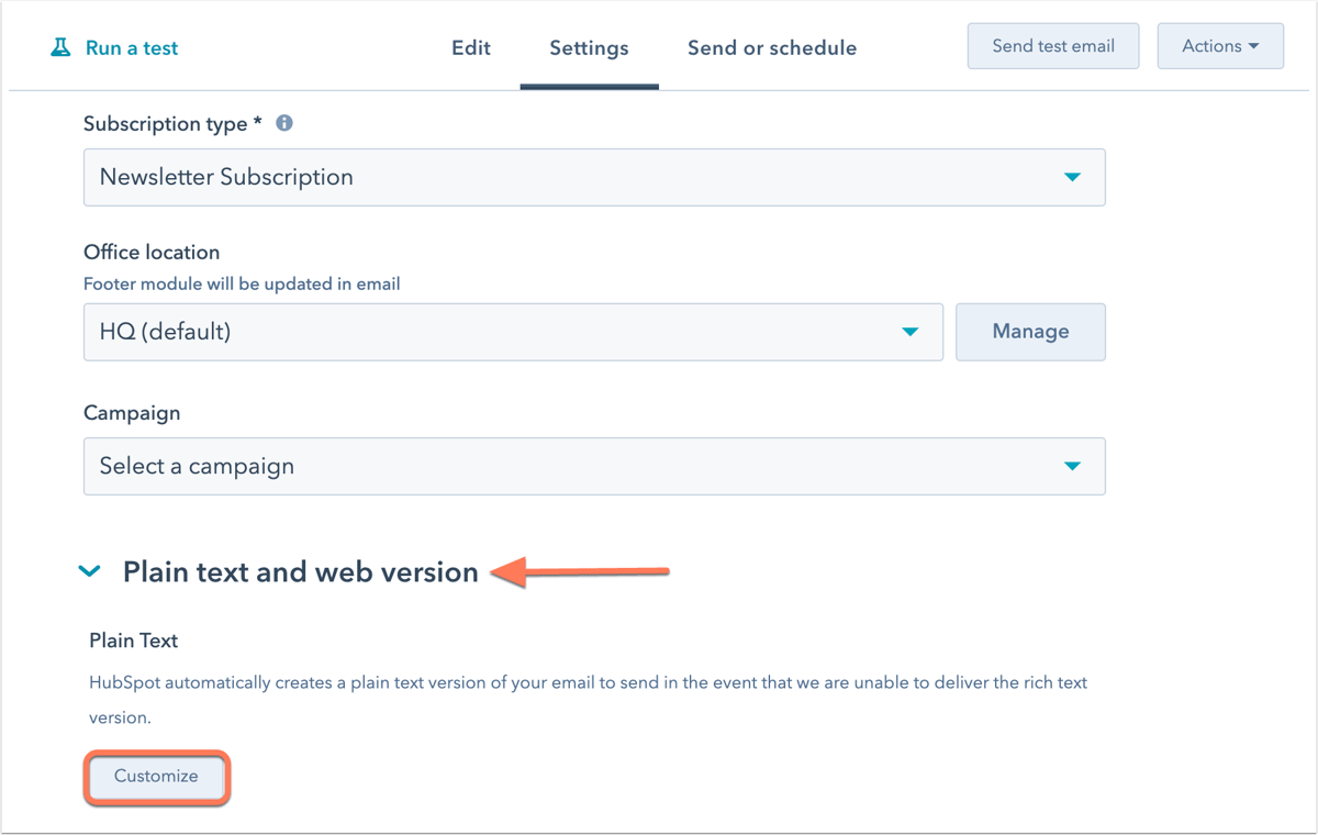 Customize plain text emails