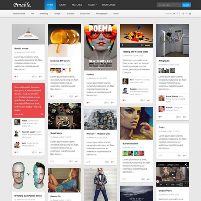 20+ Best Pinterest-Style WordPress Themes