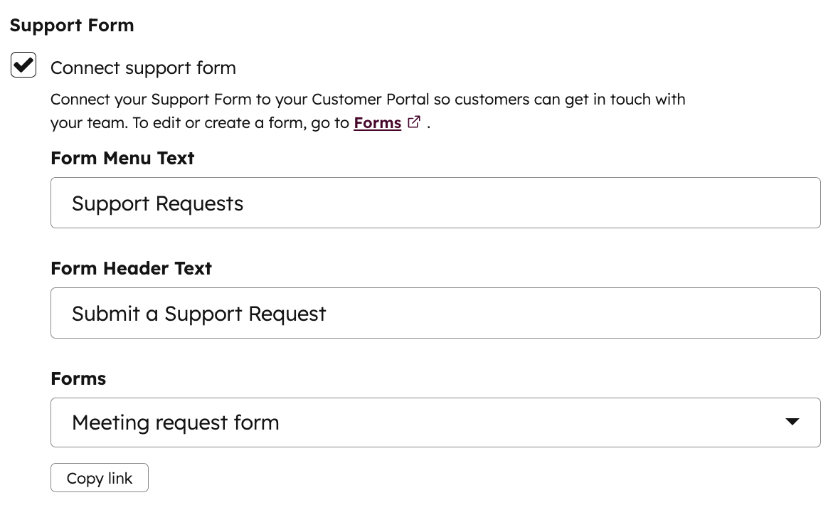 Manage customer portal settings