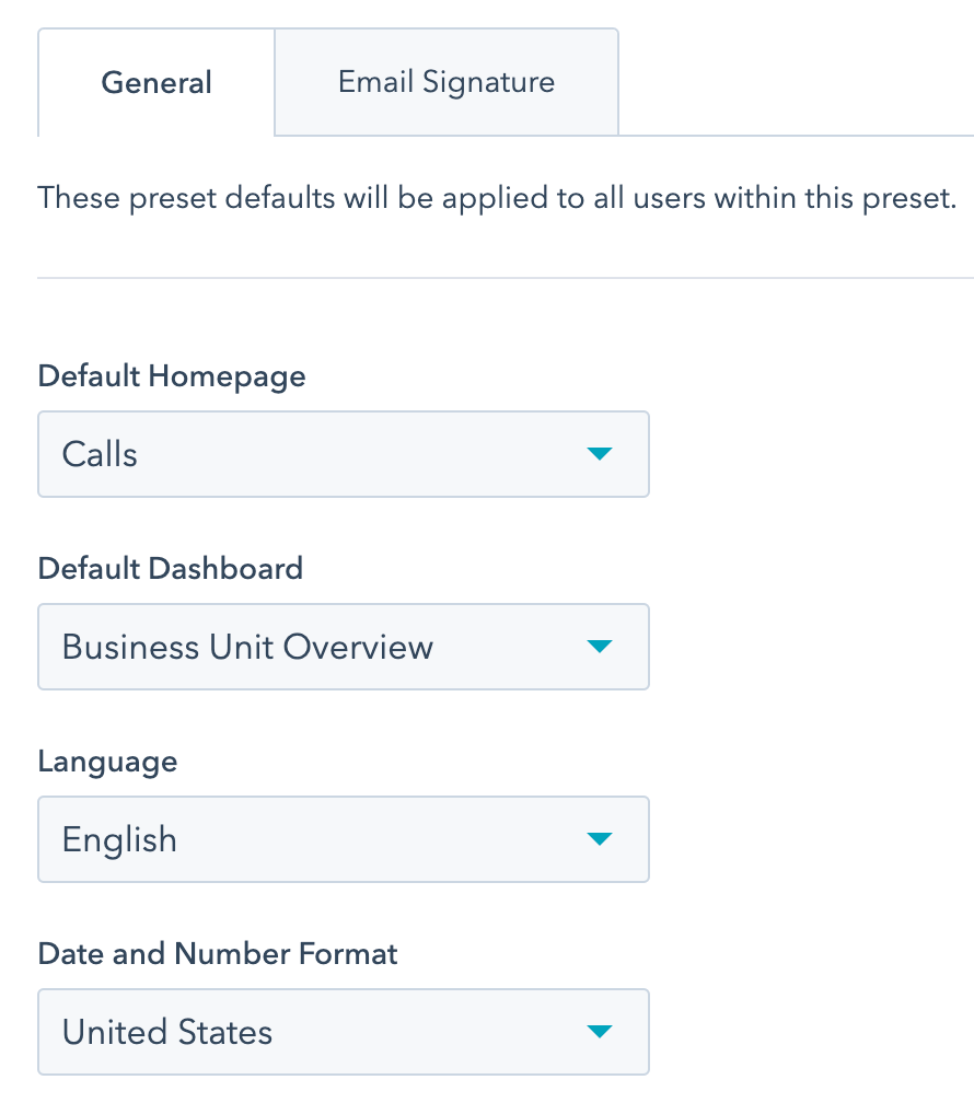 Manage user preferences with presets