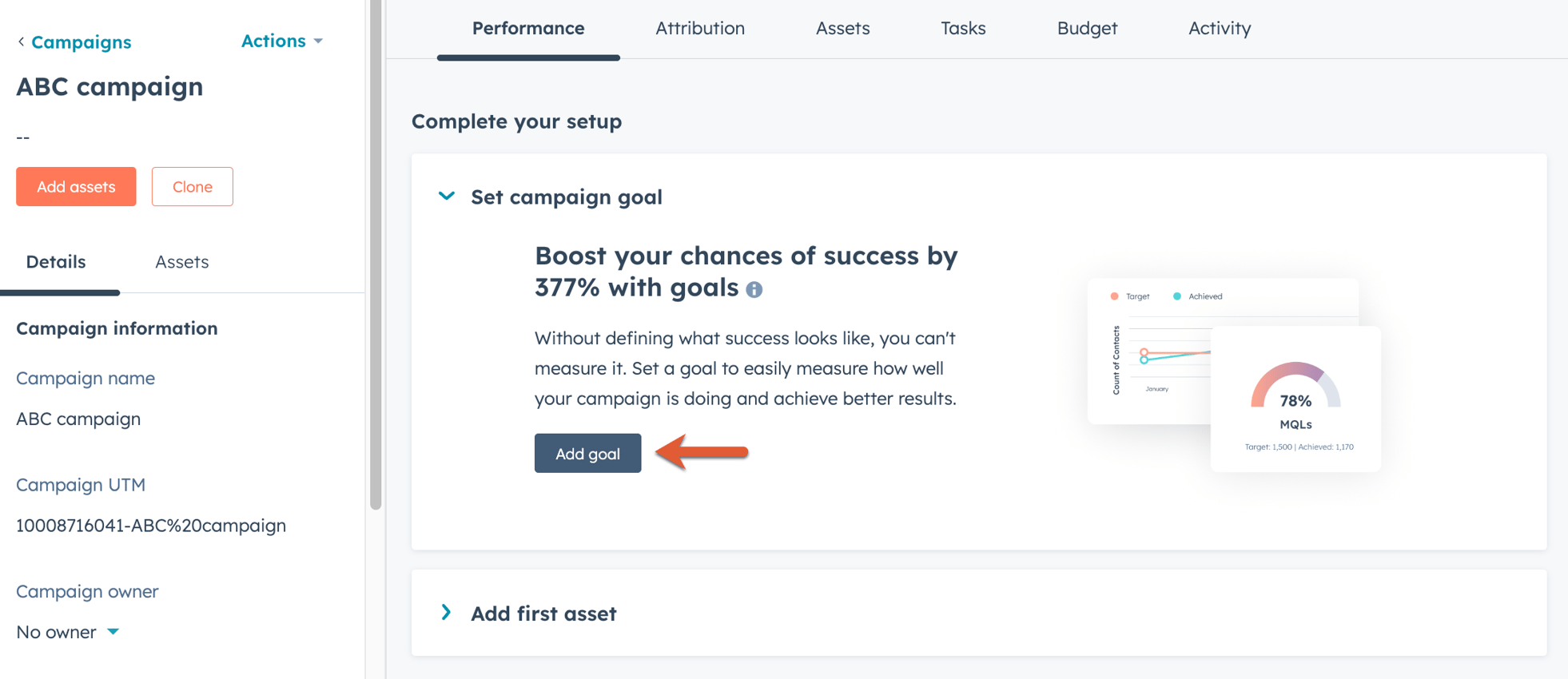 Use the campaign goals tracker