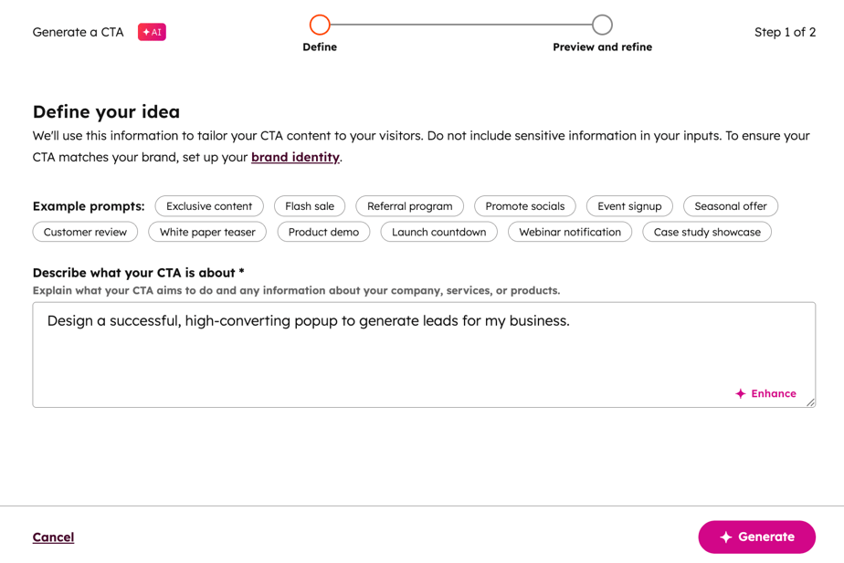 Generate CTAs with AI