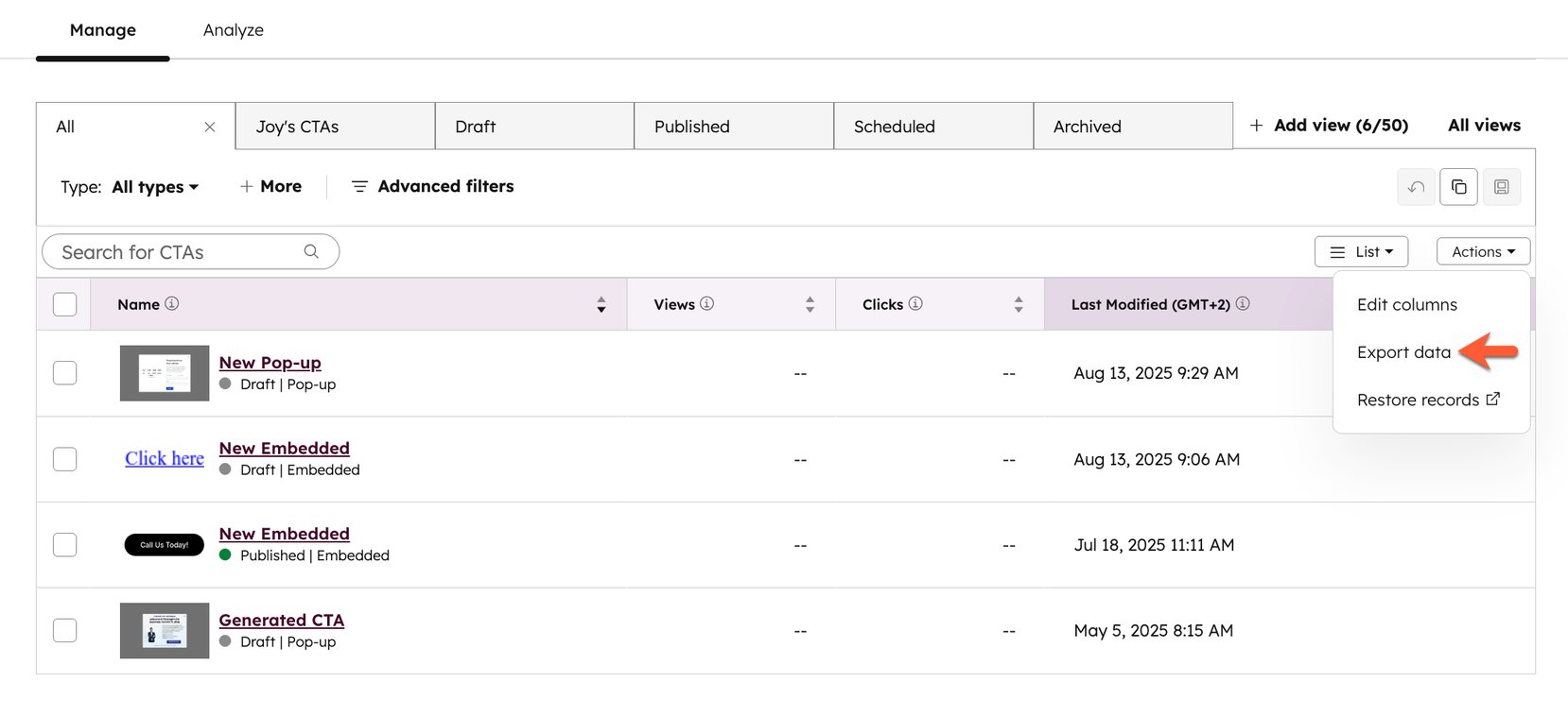 Manage your calls-to-action (CTAs)
