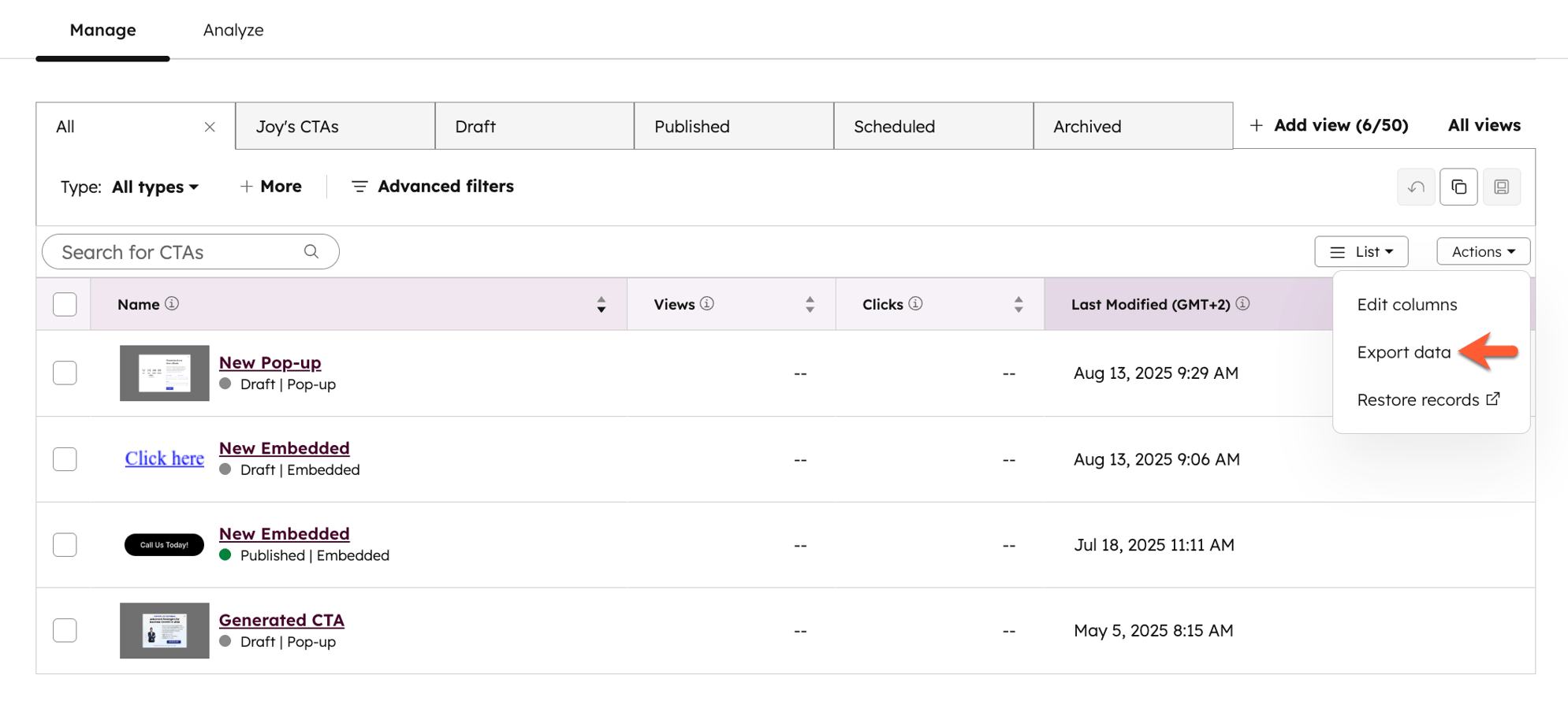 Manage your calls-to-action (CTAs)