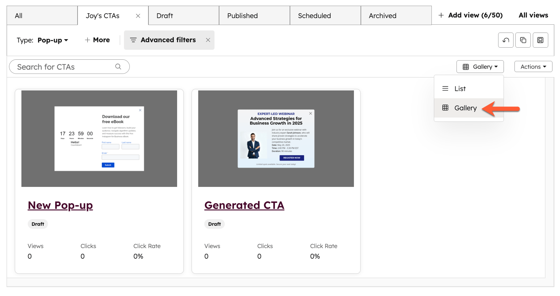 Manage your calls-to-action (CTAs)