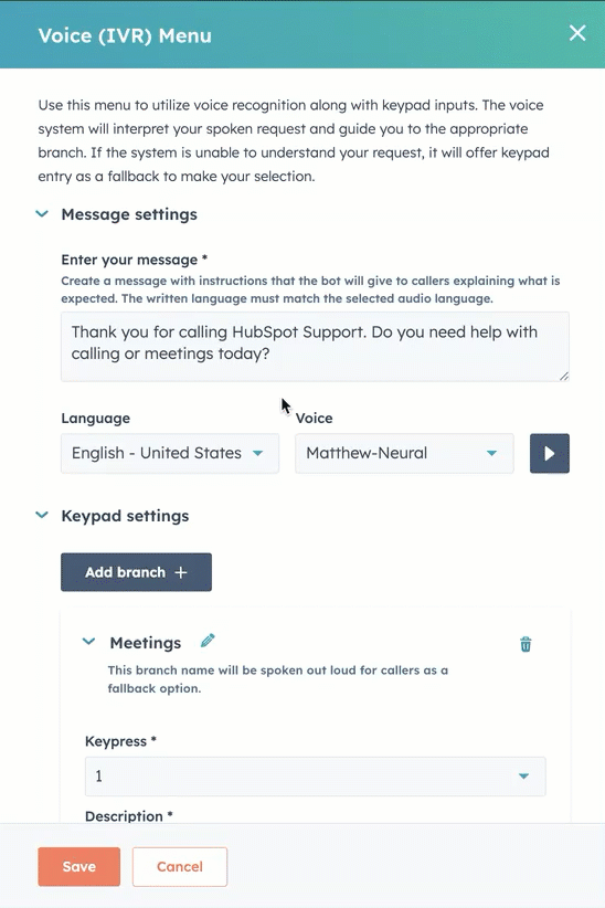 Configurar la respuesta vocal interactiva