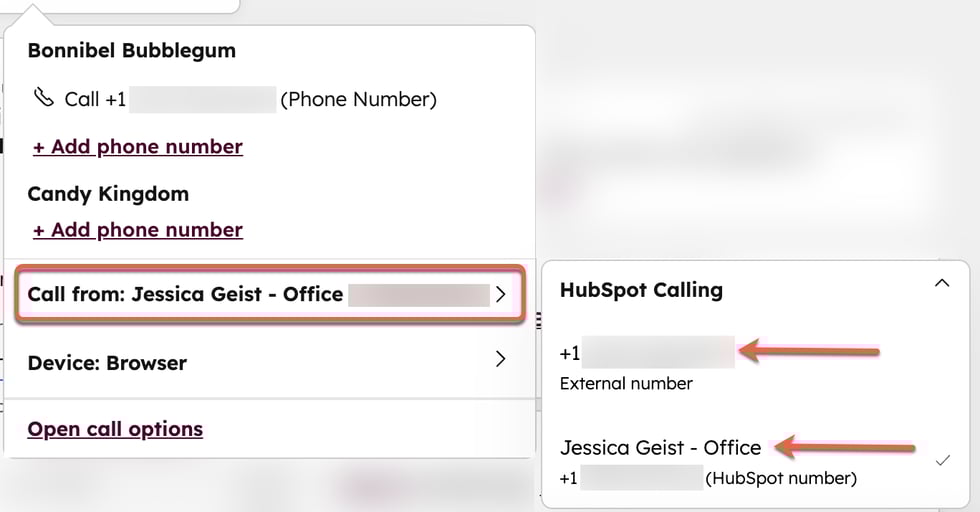 Make calls in the HubSpot browser