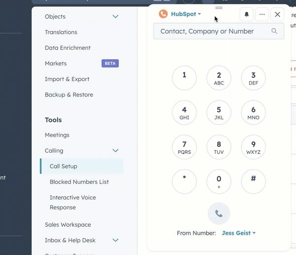 Receive calls in the HubSpot browser