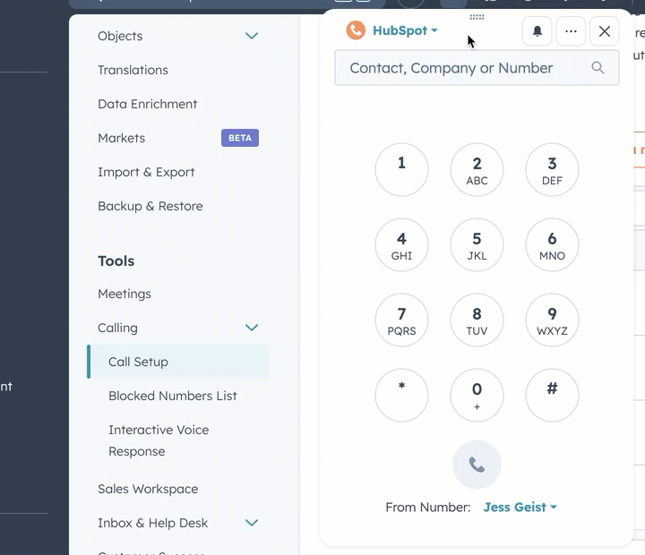 Receive calls in the HubSpot browser