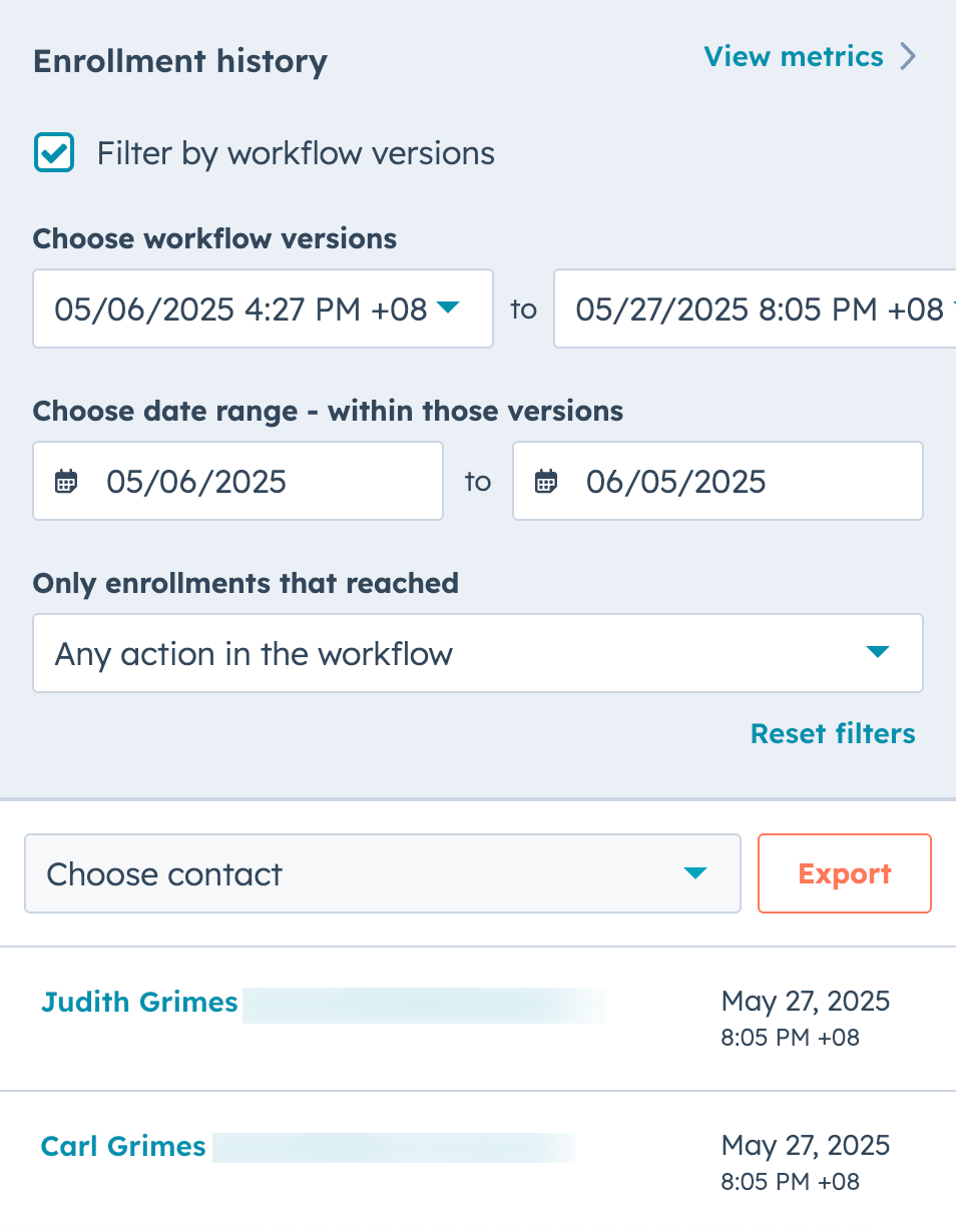 Review your workflow's enrollment history