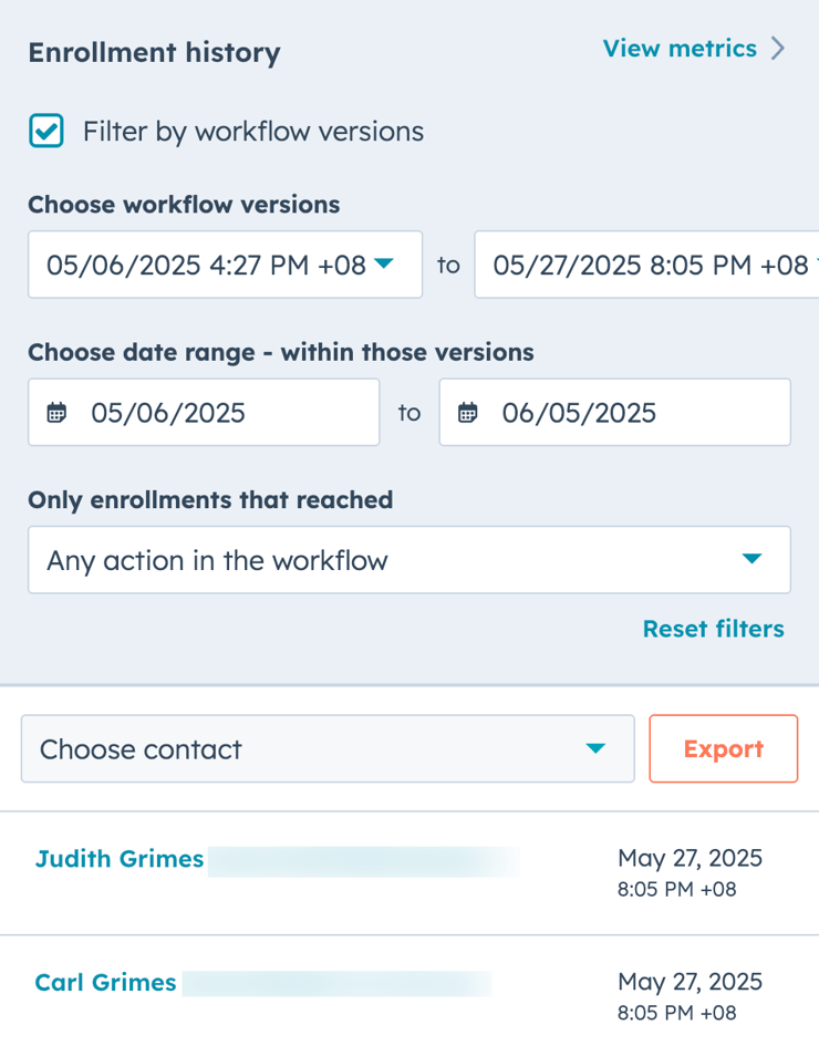 Review your workflow's enrollment history