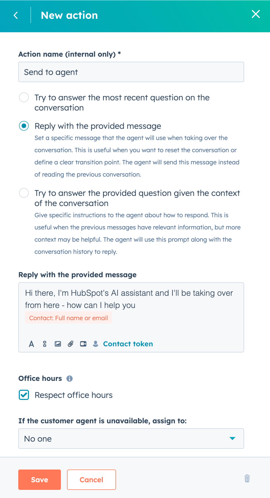 Send a rule-based chatbot to the customer agent