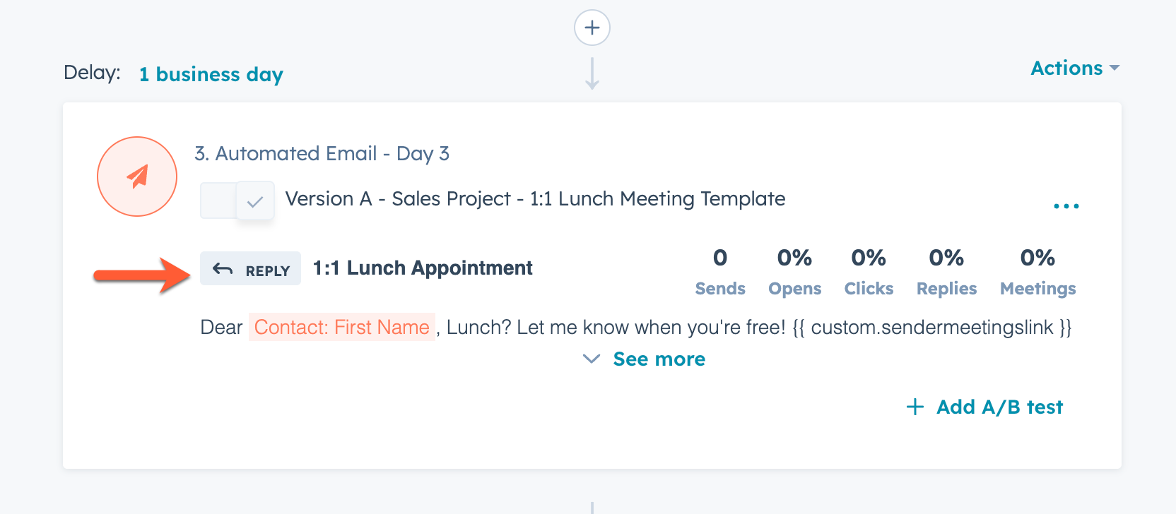 Create an email thread in a sequence