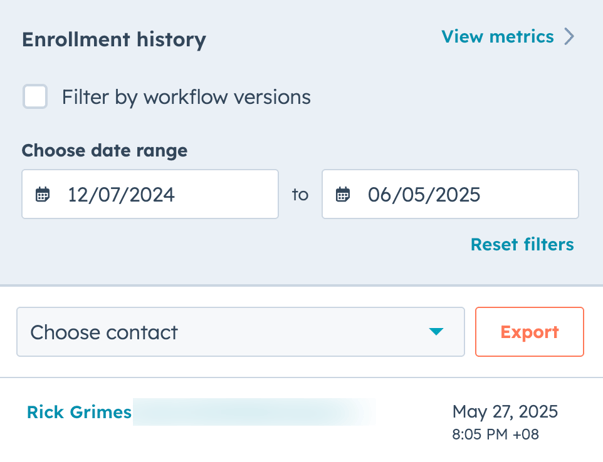 Review your workflow's enrollment history