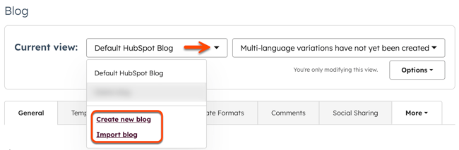 Manage blog settings
