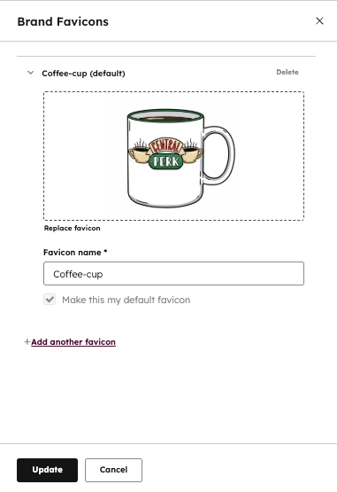 Edit your brand's logo, favicon, brand colors, fonts, and theme
