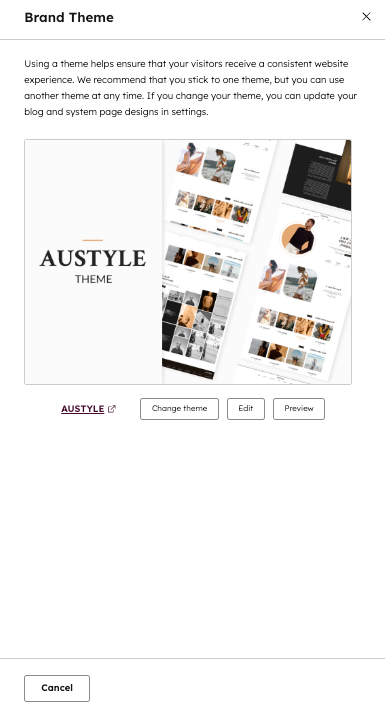 Edit your brand's logo, favicon, brand colors, fonts, and theme