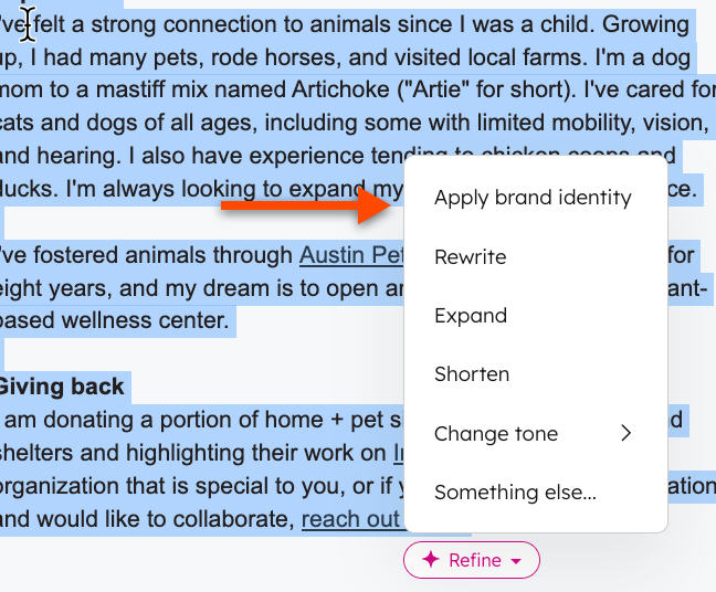 Set up brand voice using AI