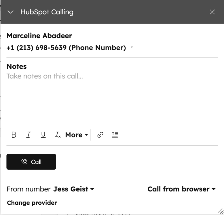 Make calls in the HubSpot browser