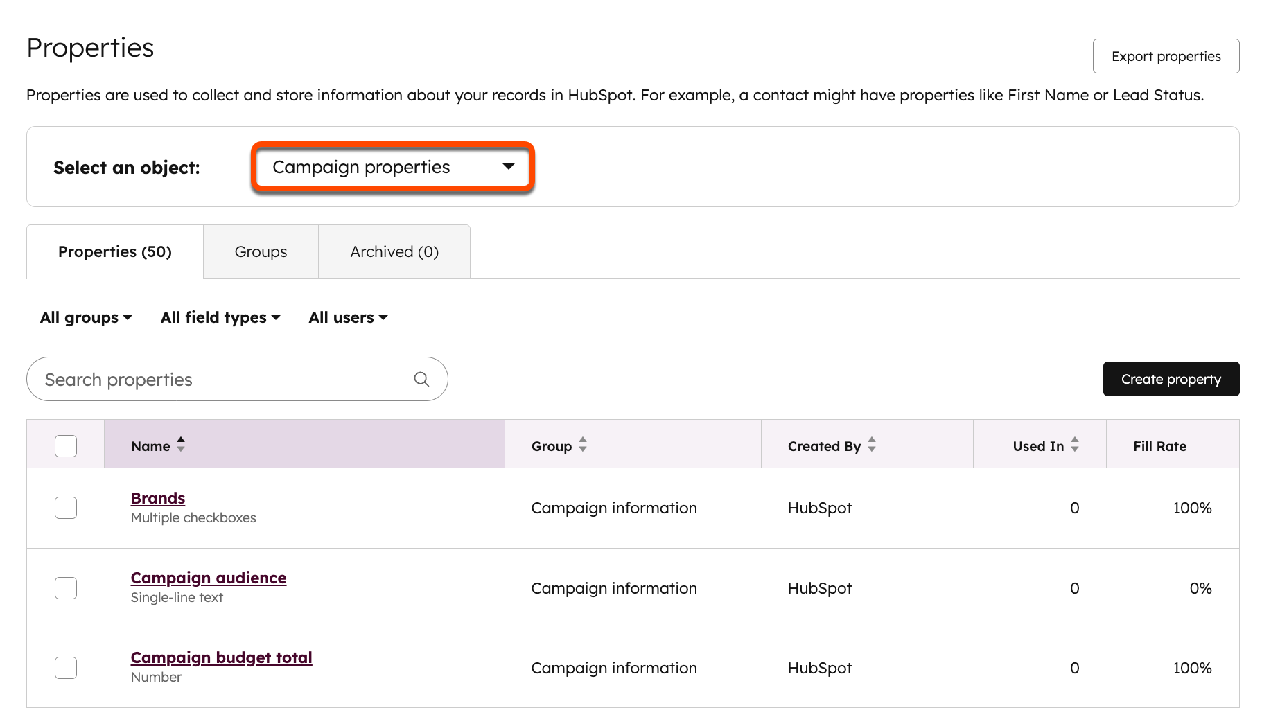 Manage your campaign properties