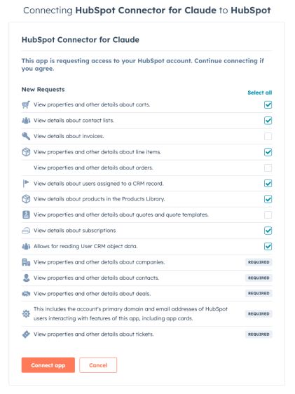 Set up and use the HubSpot connector for Claude