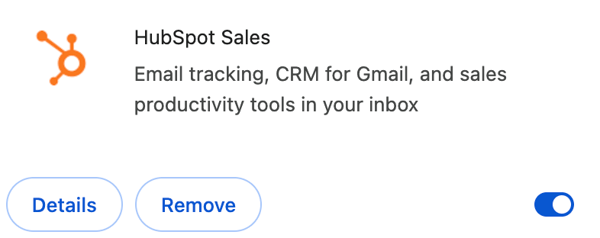 Uninstall the HubSpot Sales email extension
