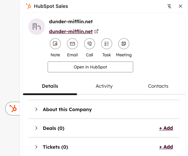 Use the HubSpot Sales Chrome extension across the web