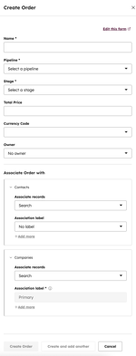 Create and manage orders