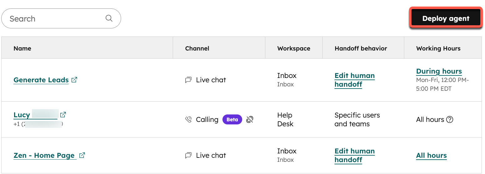 Deploy the customer agent to channels