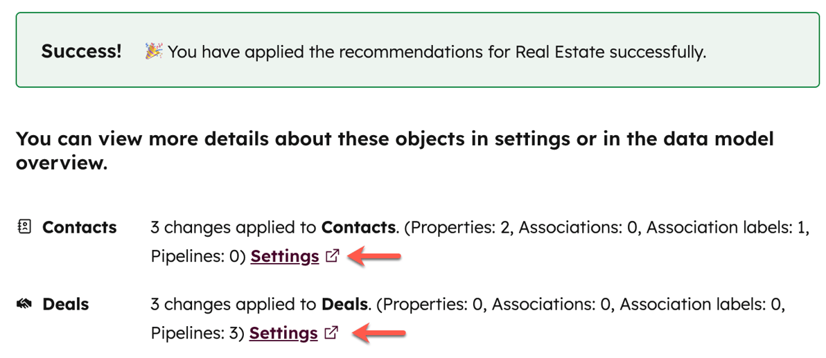 Define your data model with recommendations