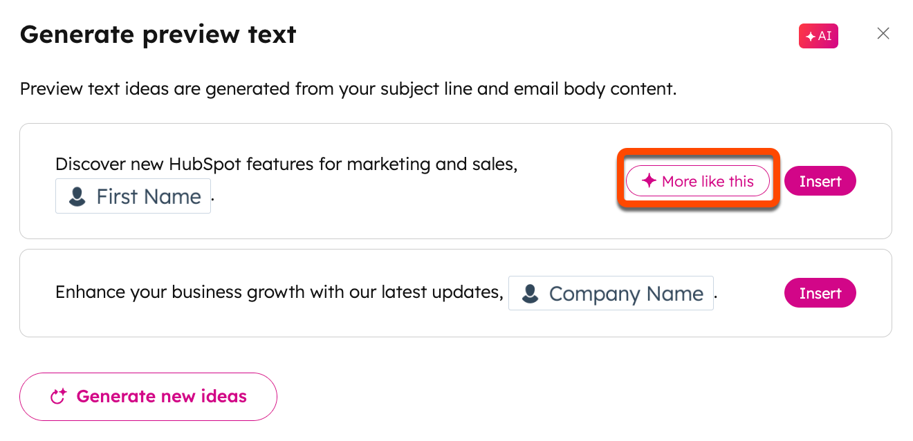 Generate subject lines and preview text for marketing emails