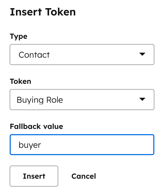 Create default values for personalization tokens