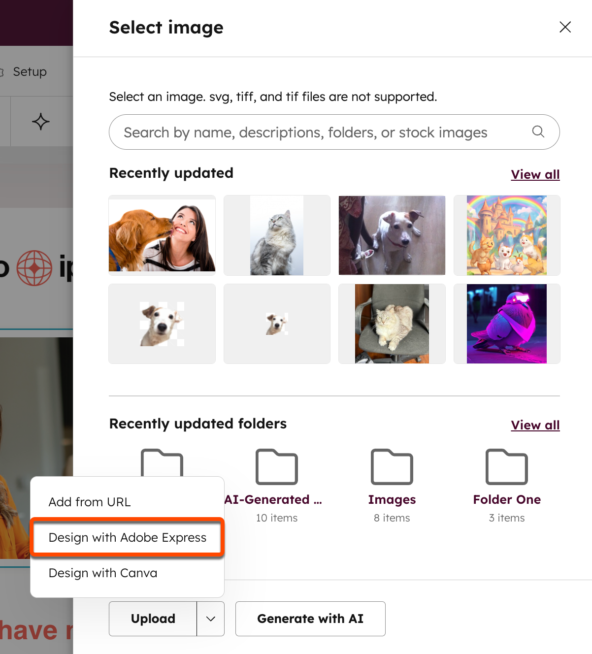 Add Adobe Express designs to your HubSpot content