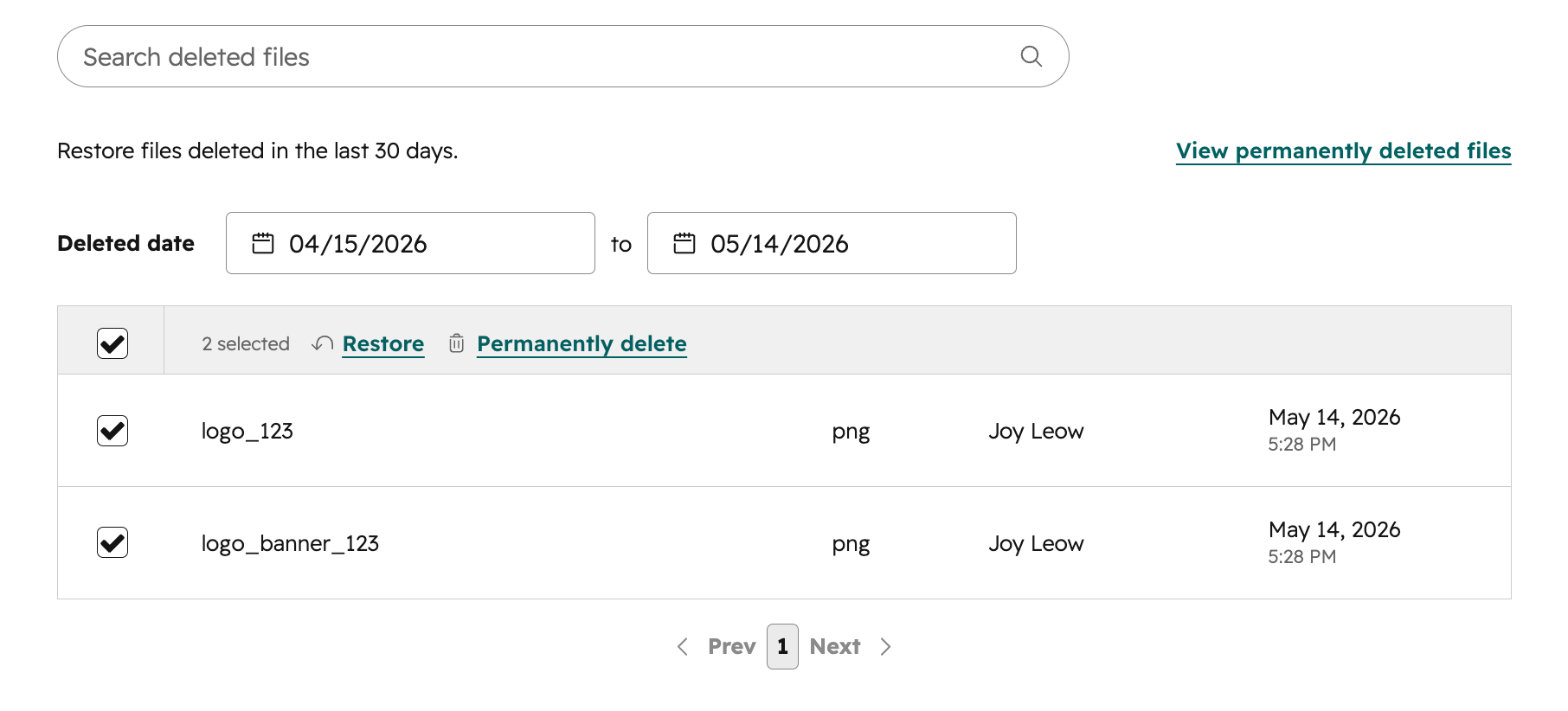 Archive, delete, or restore your files