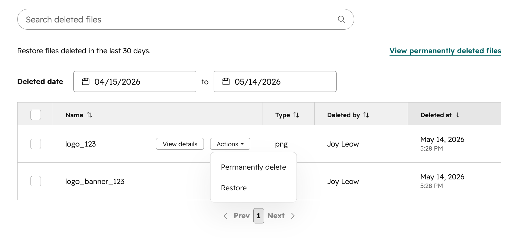 Archive, delete, or restore your files