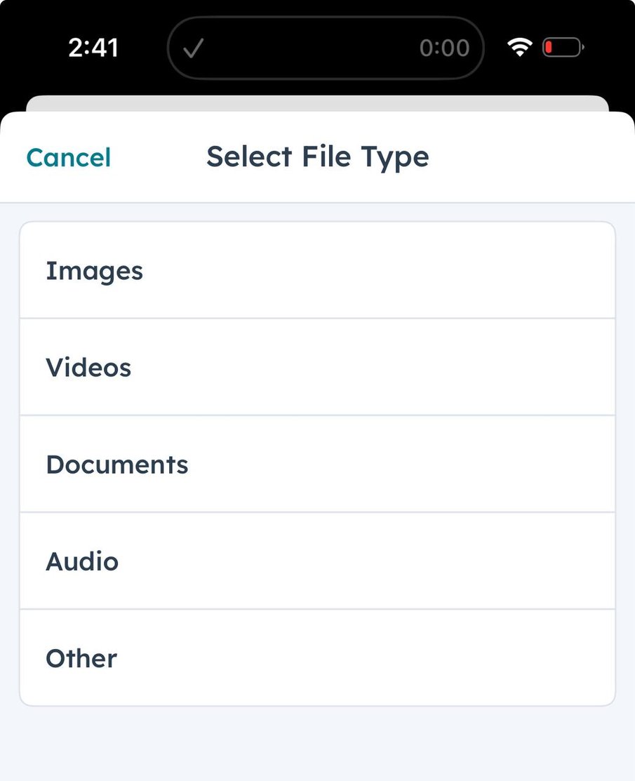 Upload and manage files in the HubSpot mobile app