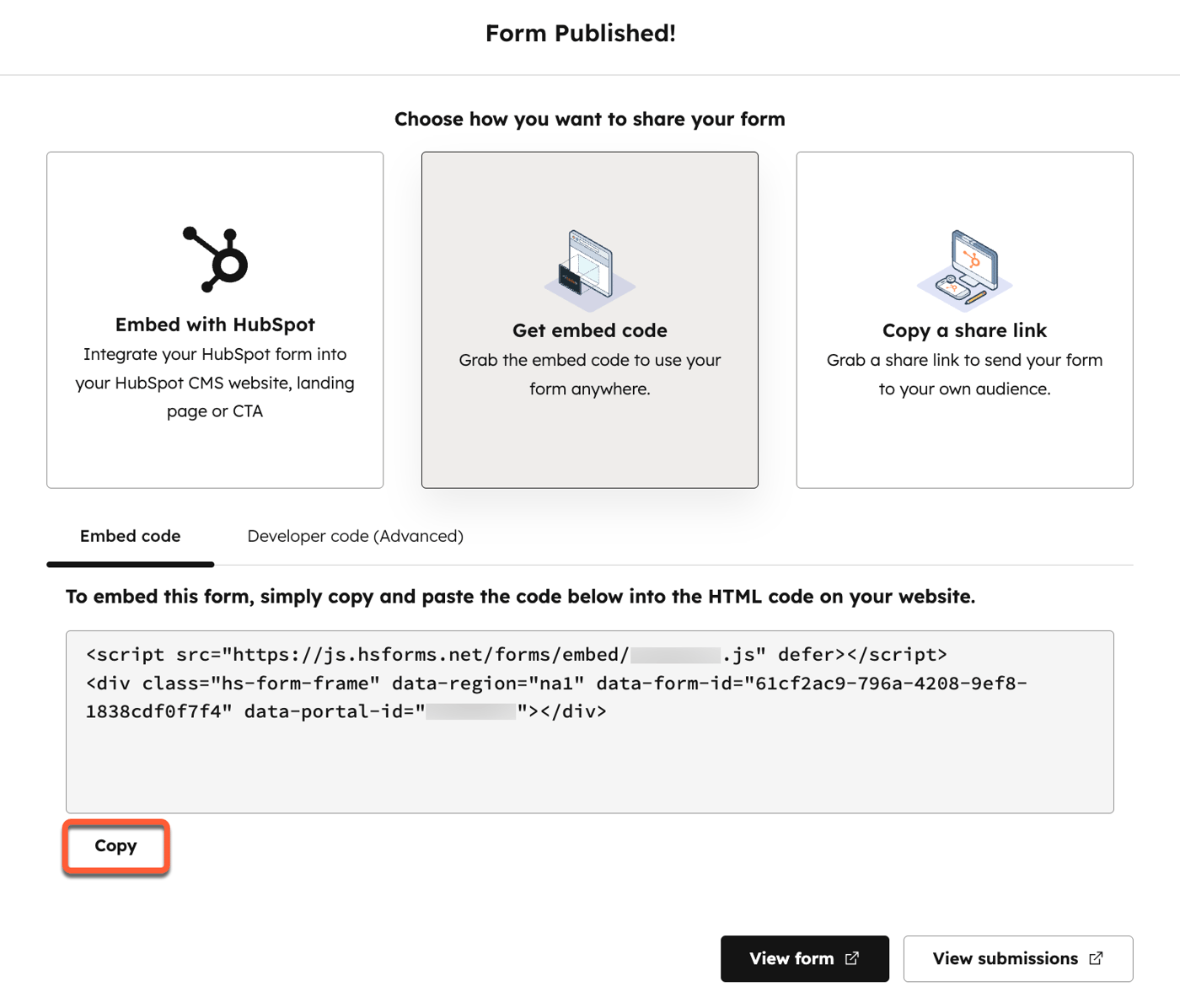 Set up and style a HubSpot form on an external site