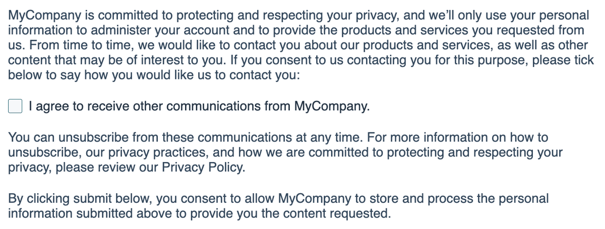 Add data privacy and consent information to your HubSpot form