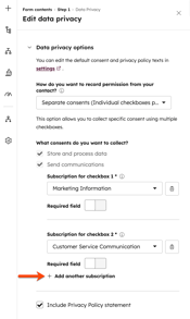 Add data privacy and consent information to your HubSpot form
