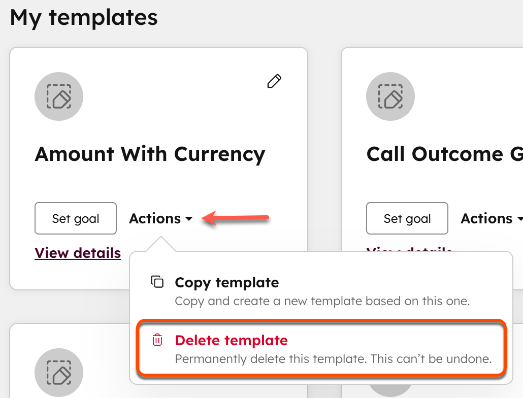 Create a goal template
