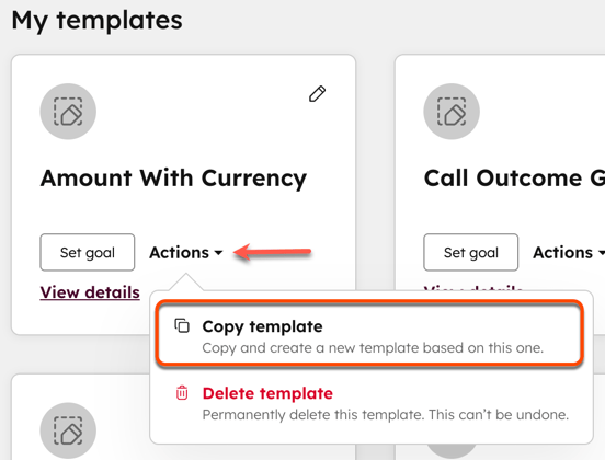 Create a goal template