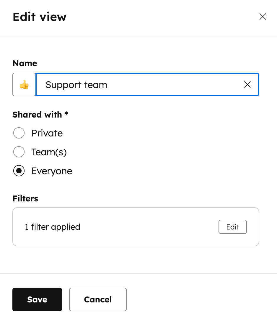 Customize views in the left sidebar of help desk