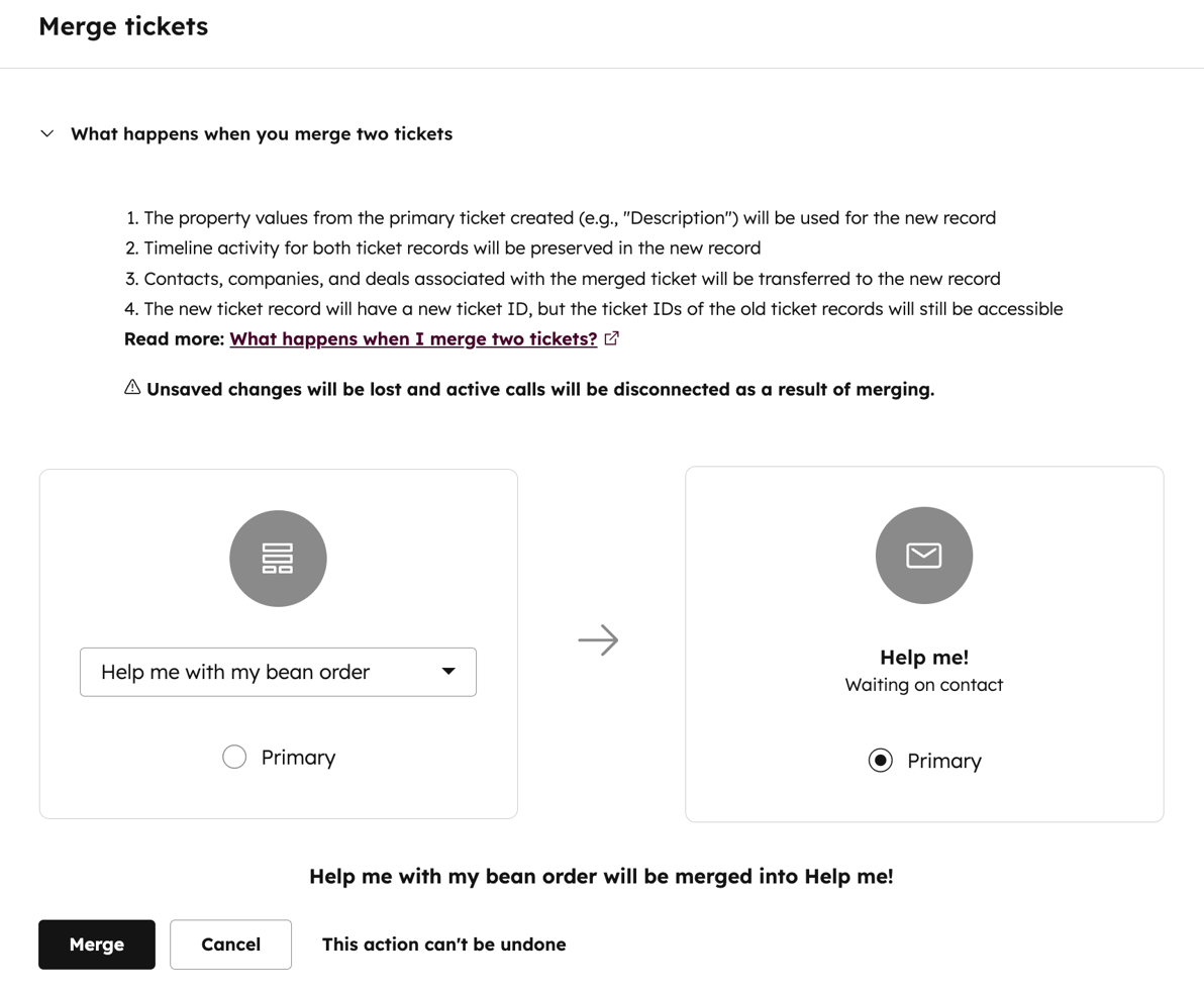 Manage tickets in help desk