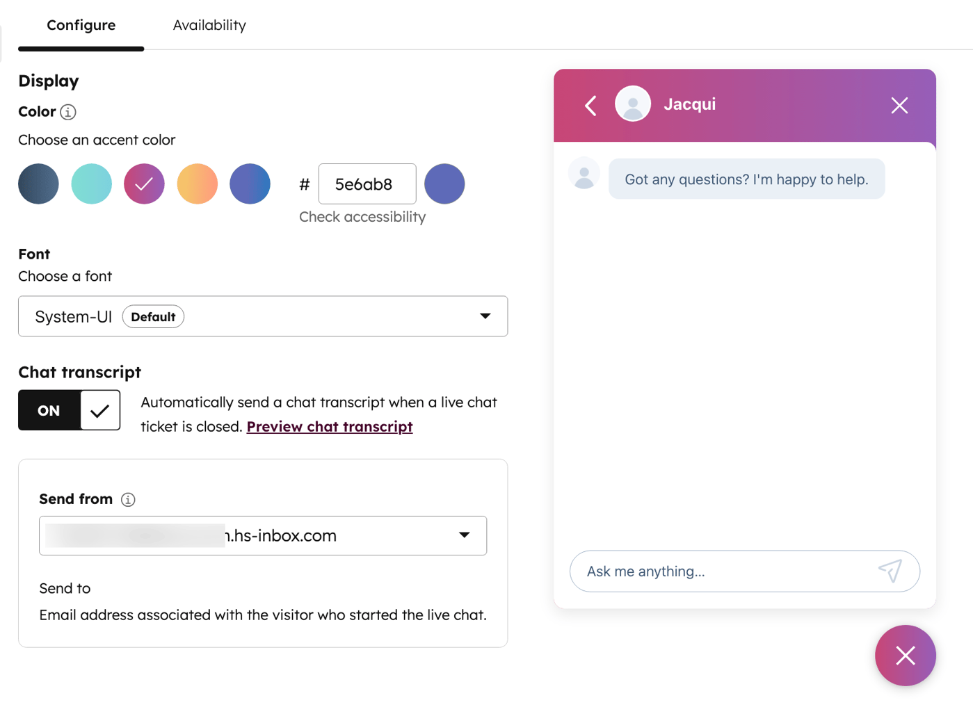 Turn on automatic chat transcripts in help desk