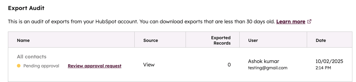 Require approvals for exports