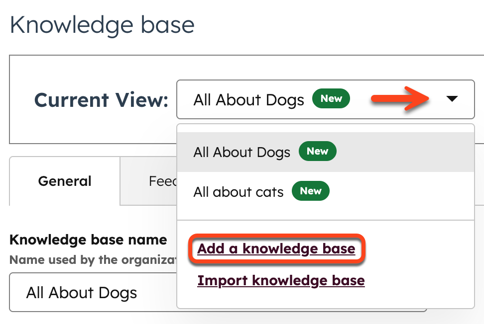 Create and manage multiple knowledge bases