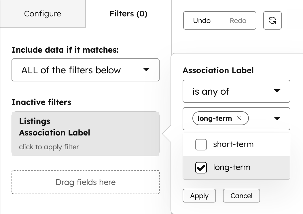 Create and use association labels