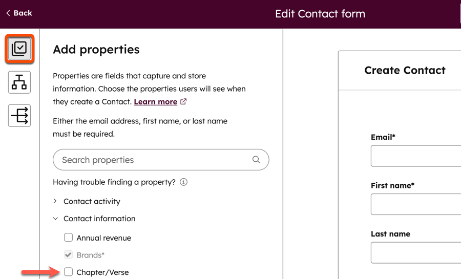 Customize the create form for each object