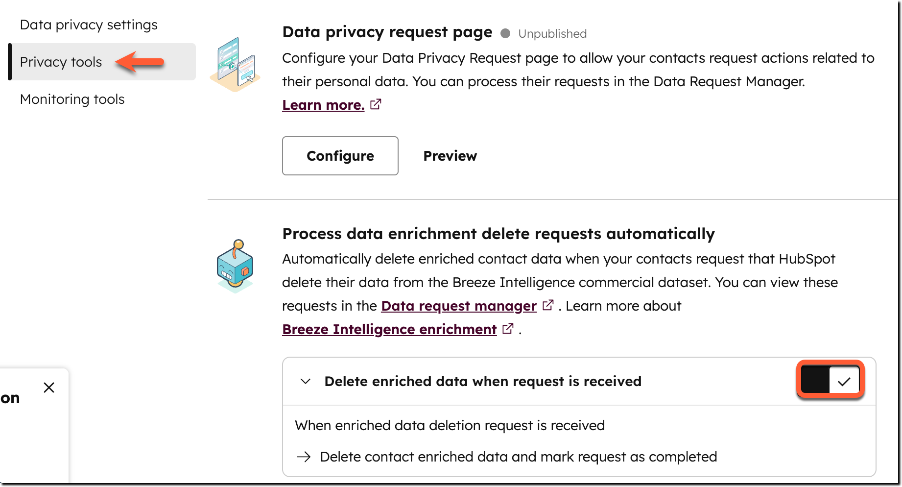 Manage data privacy requests